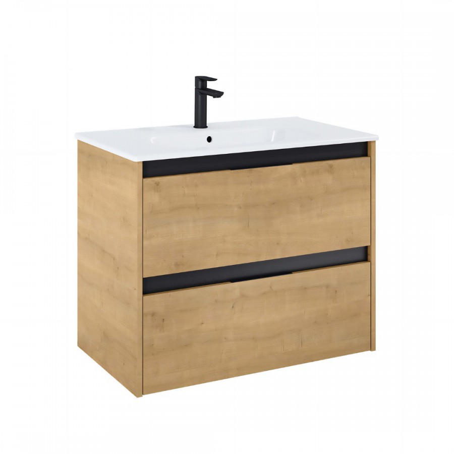 Roca Alpine zestaw łazienkowy 80 cm umywalka z szafką jasny dąb ...