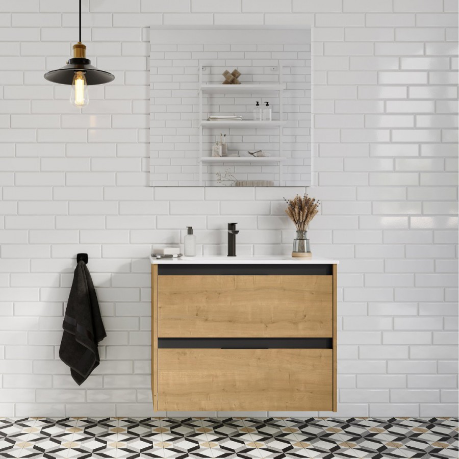 Roca Alpine zestaw łazienkowy 80 cm umywalka z szafką jasny dąb ...